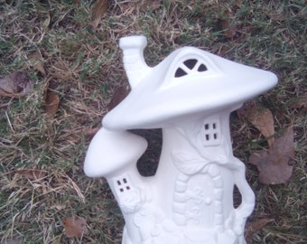 Unpainted Ceramic Mushroom House, Unfinished Bisque, Unpainted Ceramics ...
