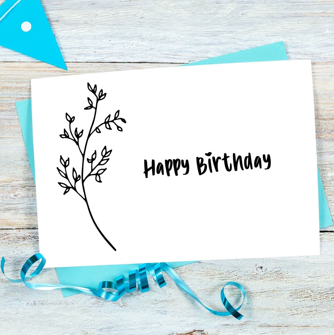 Birthday Card Line Art Print at Home - Etsy