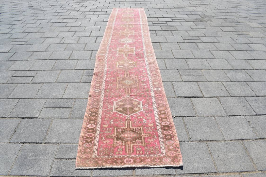 2x15 PINK RUNNER Rug,2x15 Vintage Runner,2x15 Runner Rug,2x15 Pastel ...