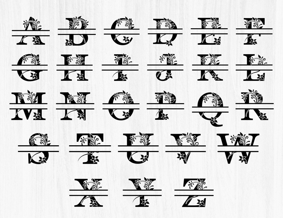 SPLIT LETTERS MONOGRAM Alphabet Svg Split Monogram Letters - Etsy