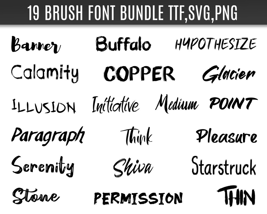 19 Brush Fonts Bundle SVG, PNG, Ttf, Brush Alphabet Svg, Instant ...
