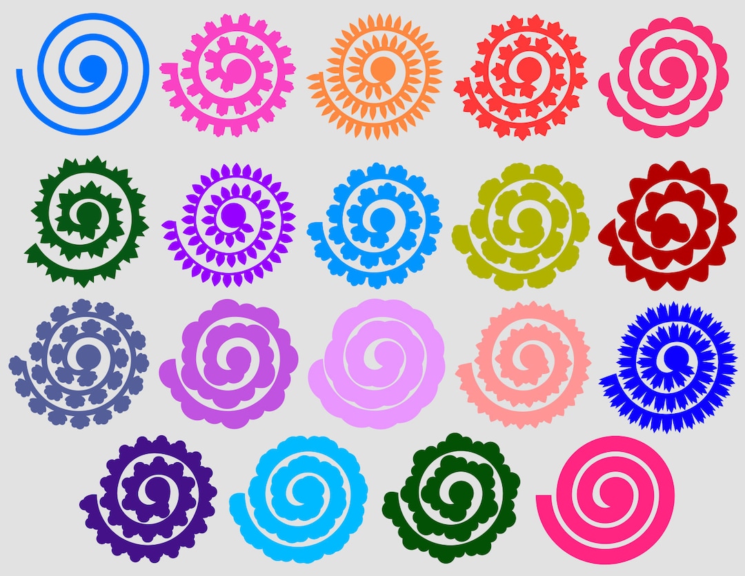 ROLLED FLOWER SVG, Rolled Flowers Silhouette, Rolled Paper Flower Svg ...