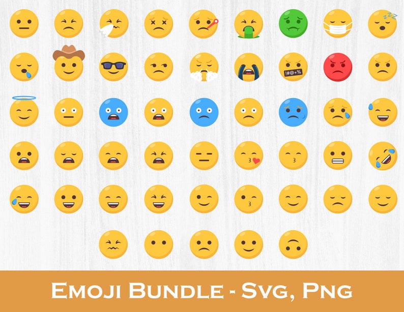 EMOJI BUNDLE SVG Png Emoticons Svg Emotes Svg Cut Files - Etsy
