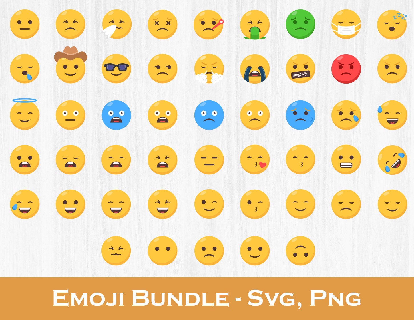 EMOJI BUNDLE SVG Png Emoticons Svg Emotes Svg Cut Files - Etsy