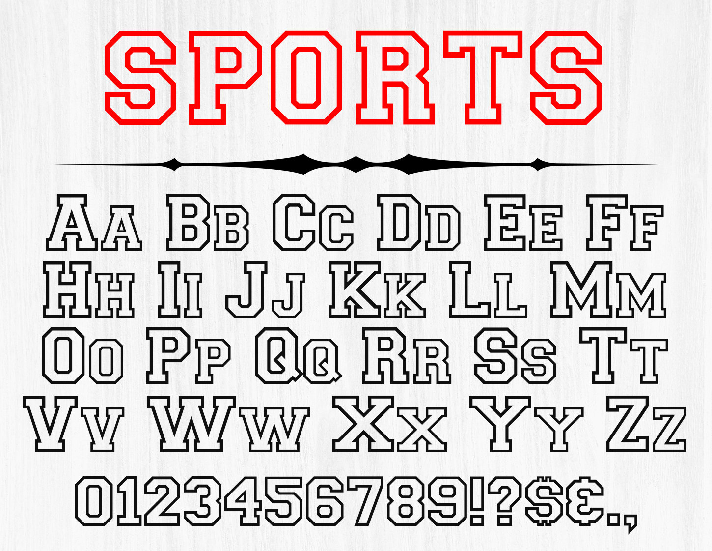 SPORTS Outline Font SVG Ttf Png College Font Block Font - Etsy UK