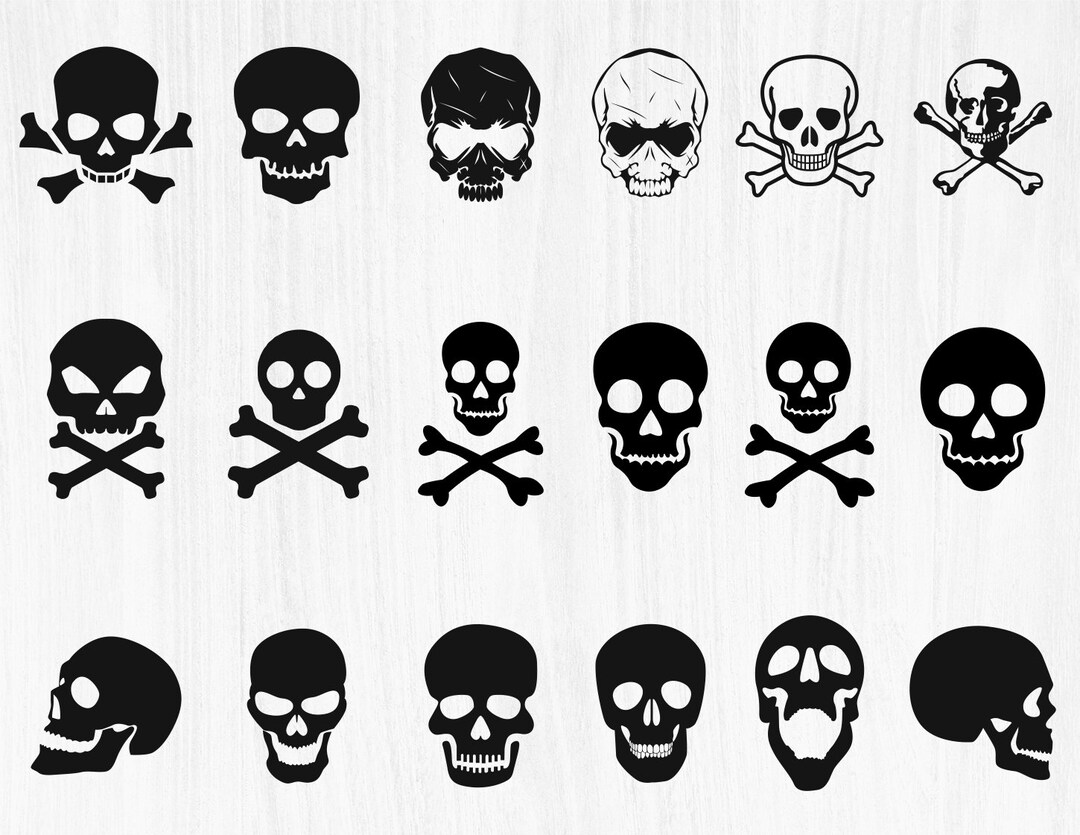 SKULL SVG BUNDLE, Skull Silhouette, Skull Outline Svg, Cut Files for ...