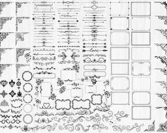 135 Decorative Elements SVG, Ornaments Svg, Flourishes SVG, Swirls SVG ...