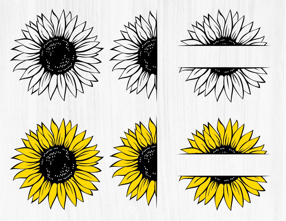 Sunflower Svg Bundle Sunflower Svg Flower Svg Monogram Svg Etsy