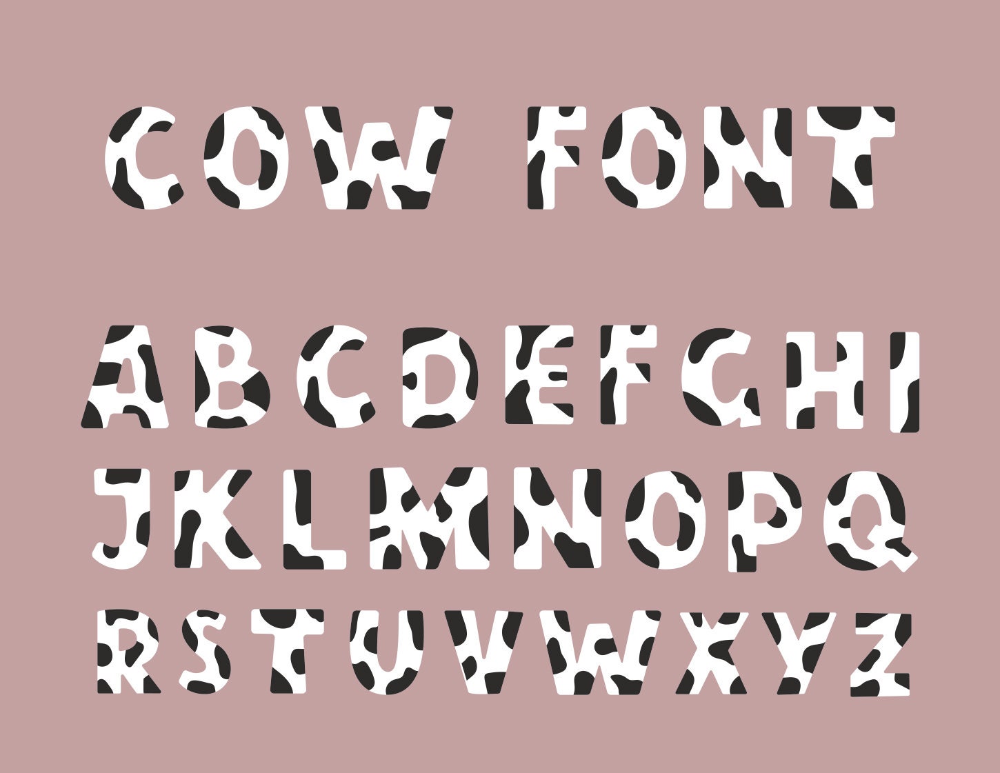 COW ALPHABET SVG Letters Only Cow font svg cow print - Etsy Nederland