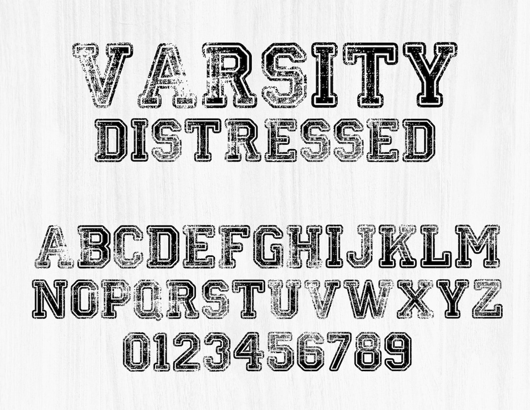 DISTRESSED VARSITY Font SVG, Png, Ttf Varsity Alphabet Svg, Letters and ...
