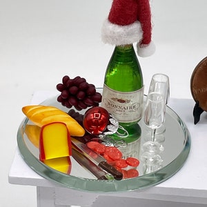 Miniature Holiday Champagne Trays~mini Tiny Santa Hat on Champagne ...