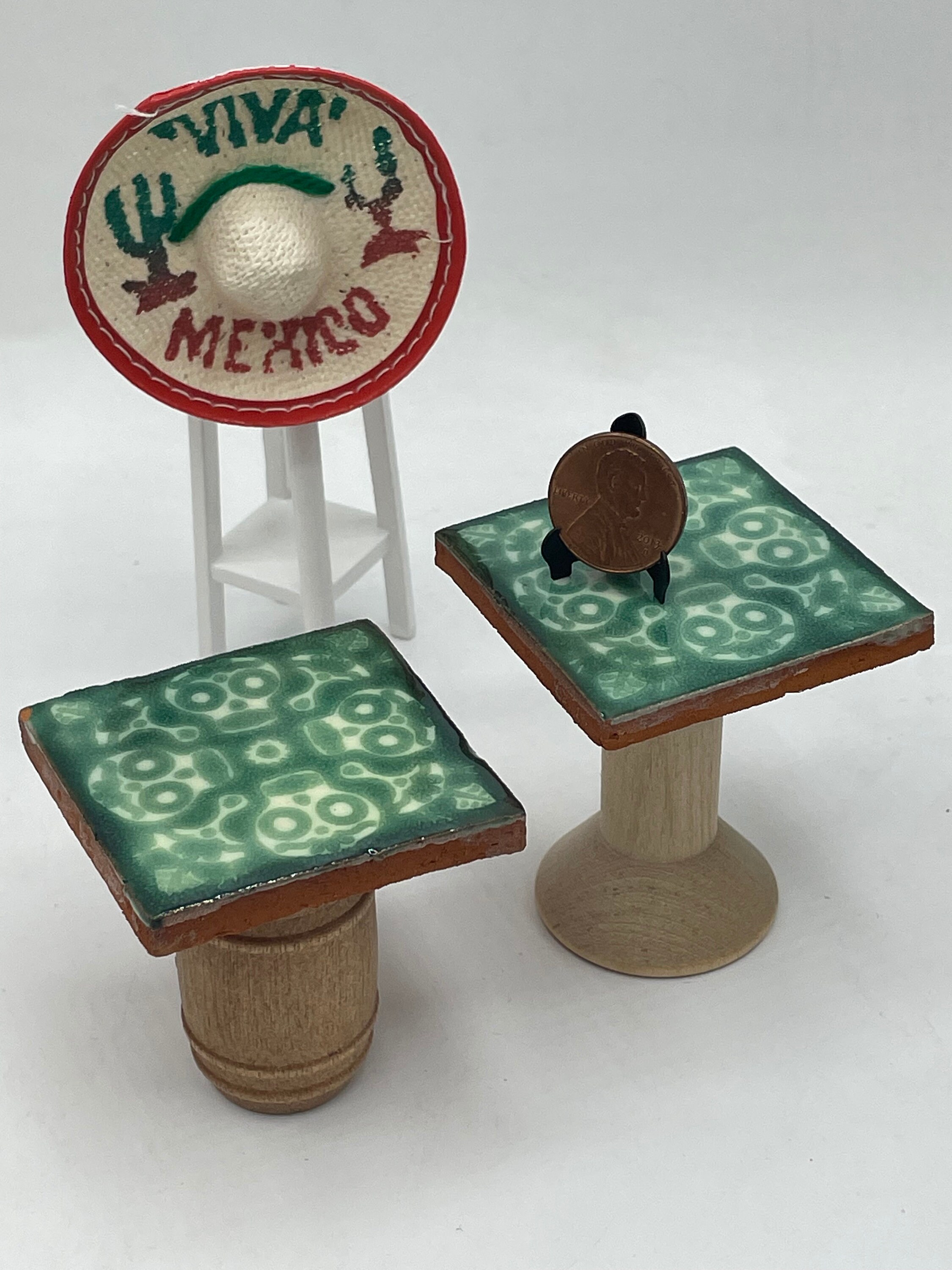 Miniature Cantina Tables~mini Calavera Skull Tiles~painted Mexican ...