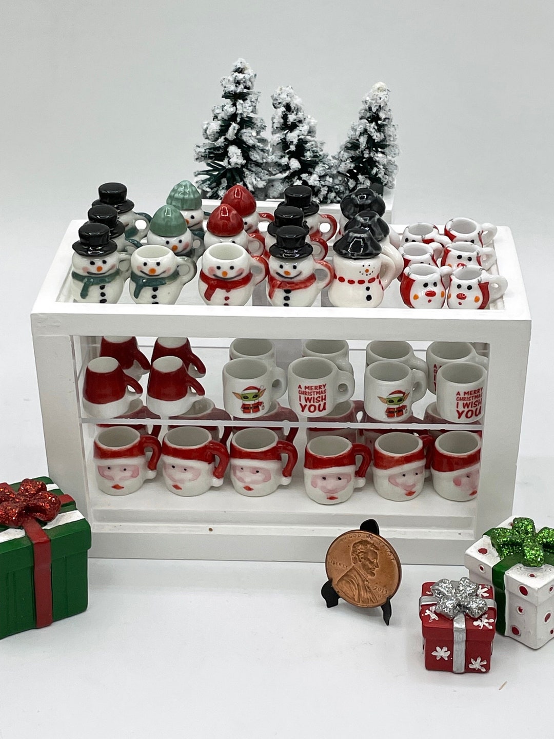 Miniature Christmas Mug Shop~mini Snowman Mugs With Hats~mini Santa ...