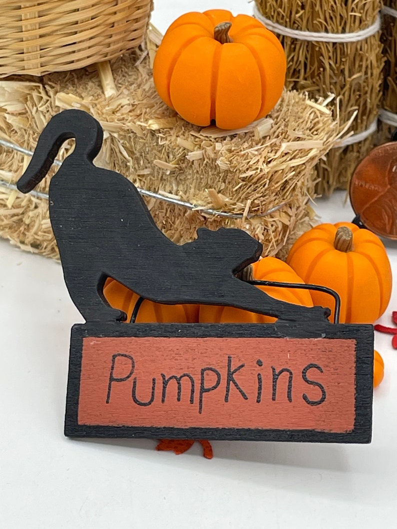 Miniature Halloween Pumpkins~mini Pumpkin Signs With Black Cats~mini ...