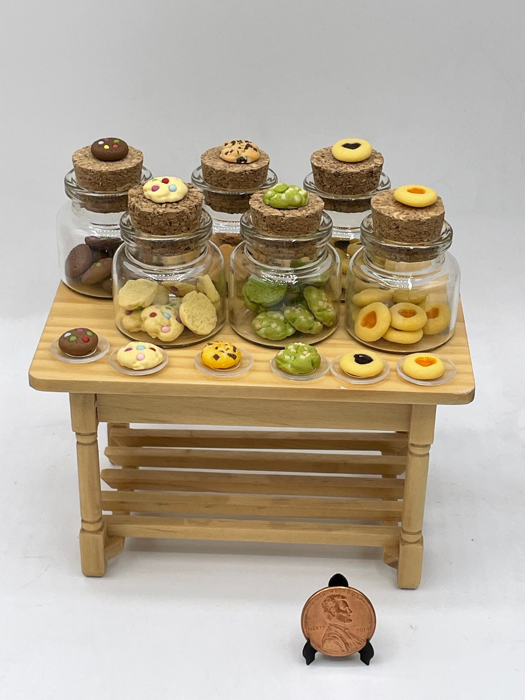 Miniature Cookie Jars~mini Cookies on Plate~six Different Flavors - Etsy