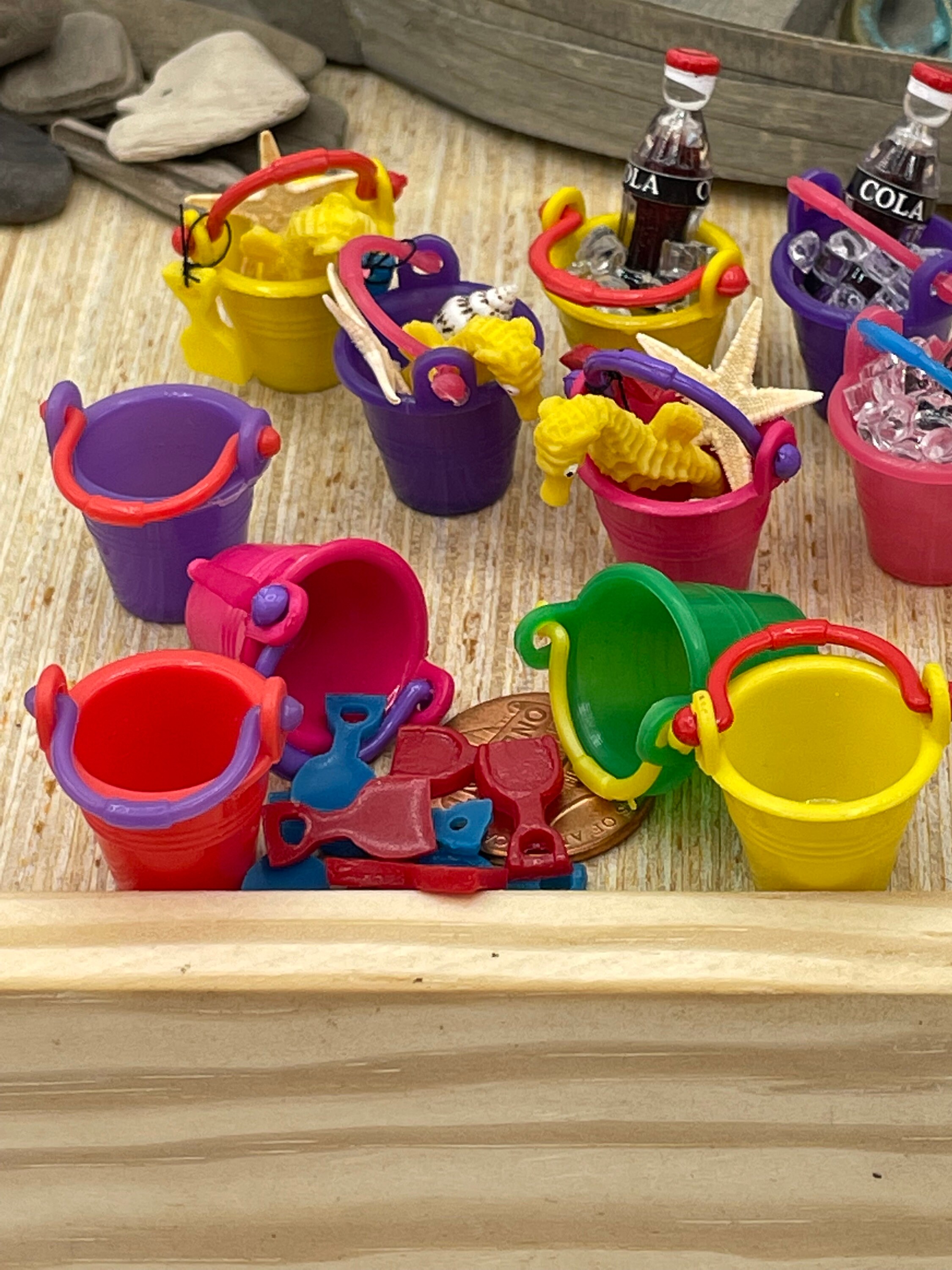 Miniature Beach Buckets~mini Pail and Spade~mini Beach Play Filled ...