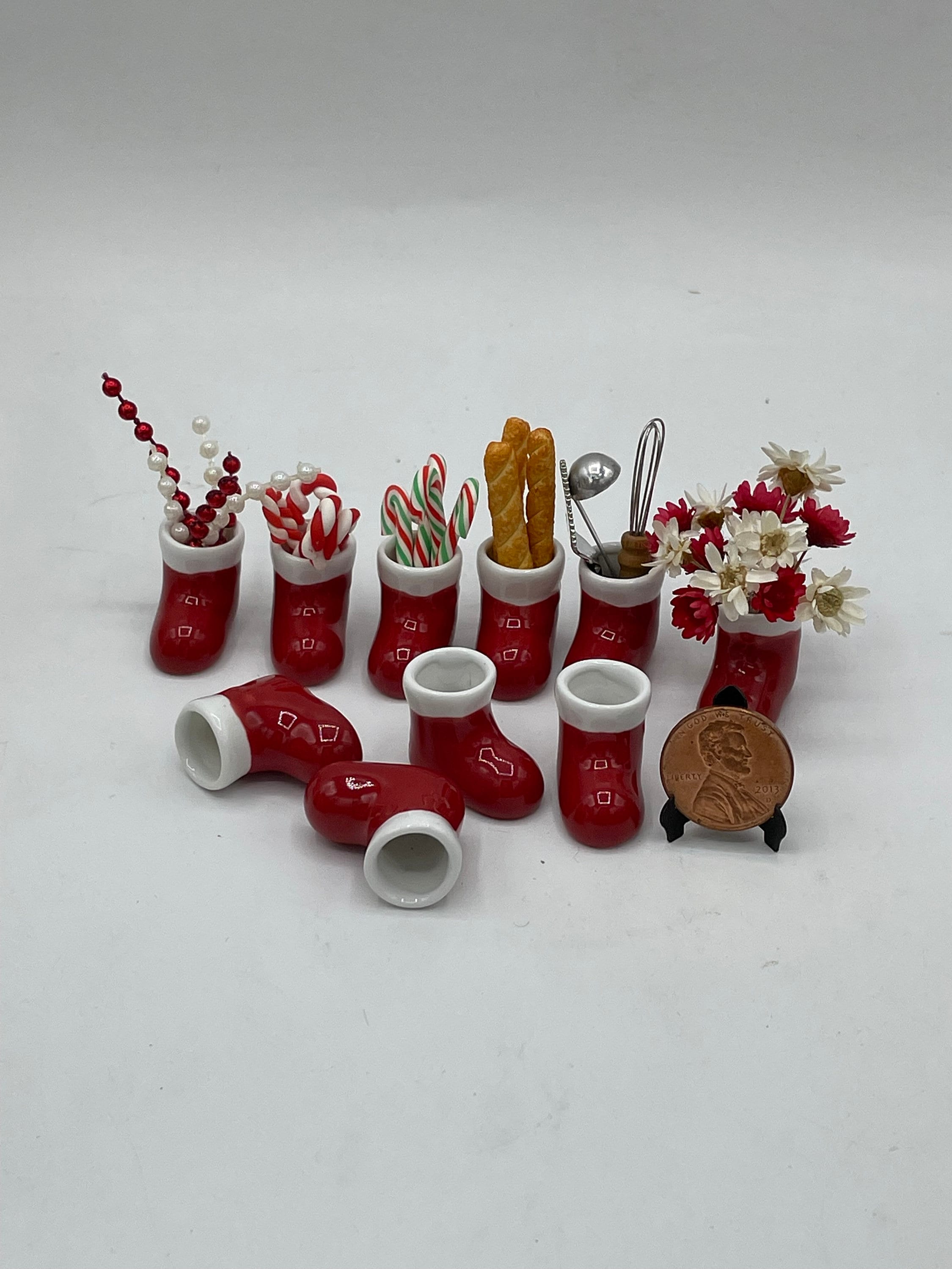 Miniature Ceramic Santa Boot~mini Vase~mini Candy Bowl~mini Decoration ...