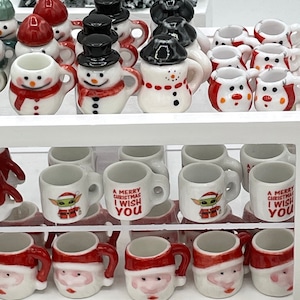 Miniature Christmas Mug Shop~mini Snowman Mugs With Hats~mini Santa ...