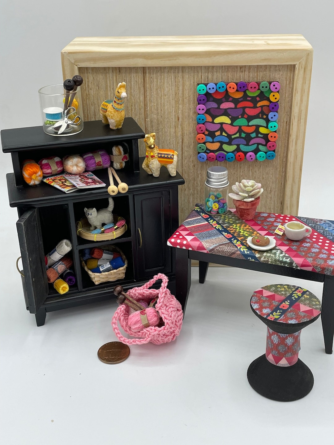 Knitting Nook Cozy Corner~mini Knitting Corner~mini Knitting Supplies ...