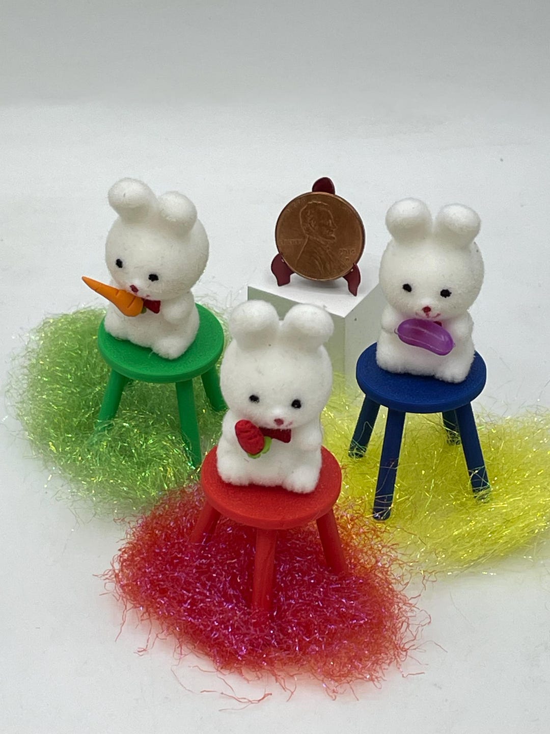 Miniature Easter Bunny on a Stool - Etsy