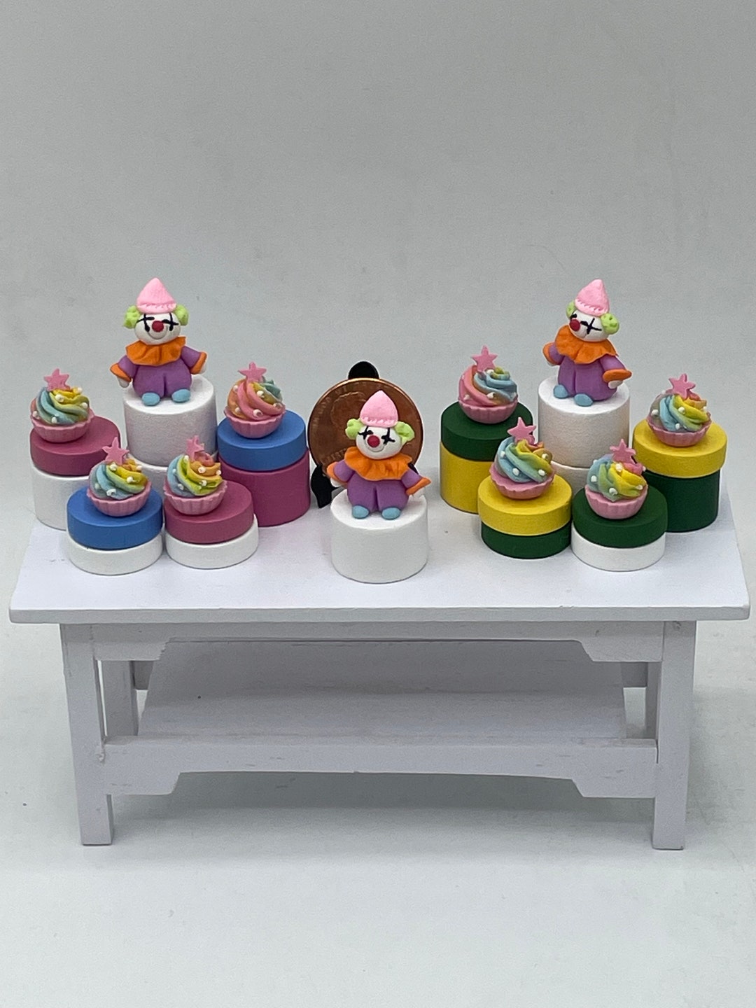 Miniature Birthday Cupcake Displays~mini Birthday Clown - Etsy