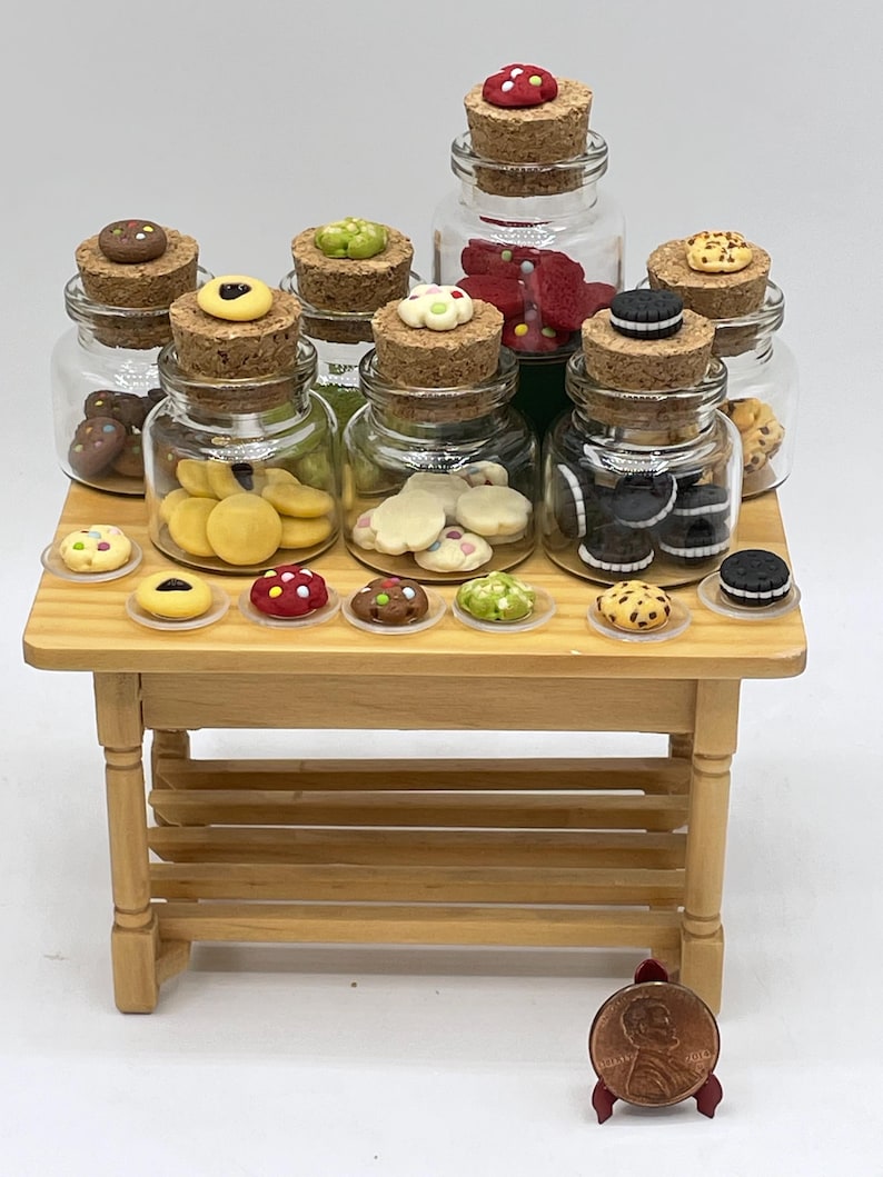 Miniature Cookie Jars~mini Cookies on Plate~seven Different Flavors - Etsy
