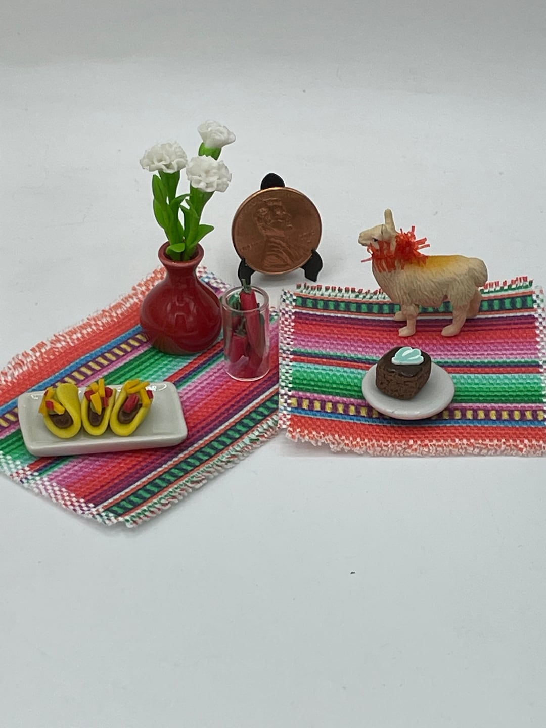 Miniature Serape Table Mats~mini Thick Cotton Canvas Mats~mini Fiesta ...