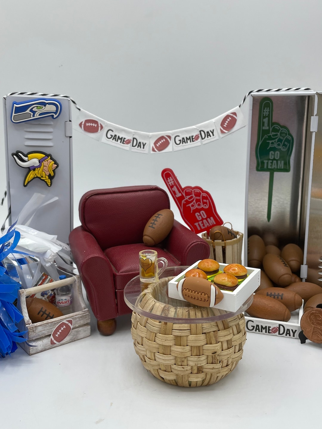 Miniature Football "game Day"necessities~mini Footballs~mini Banner ...