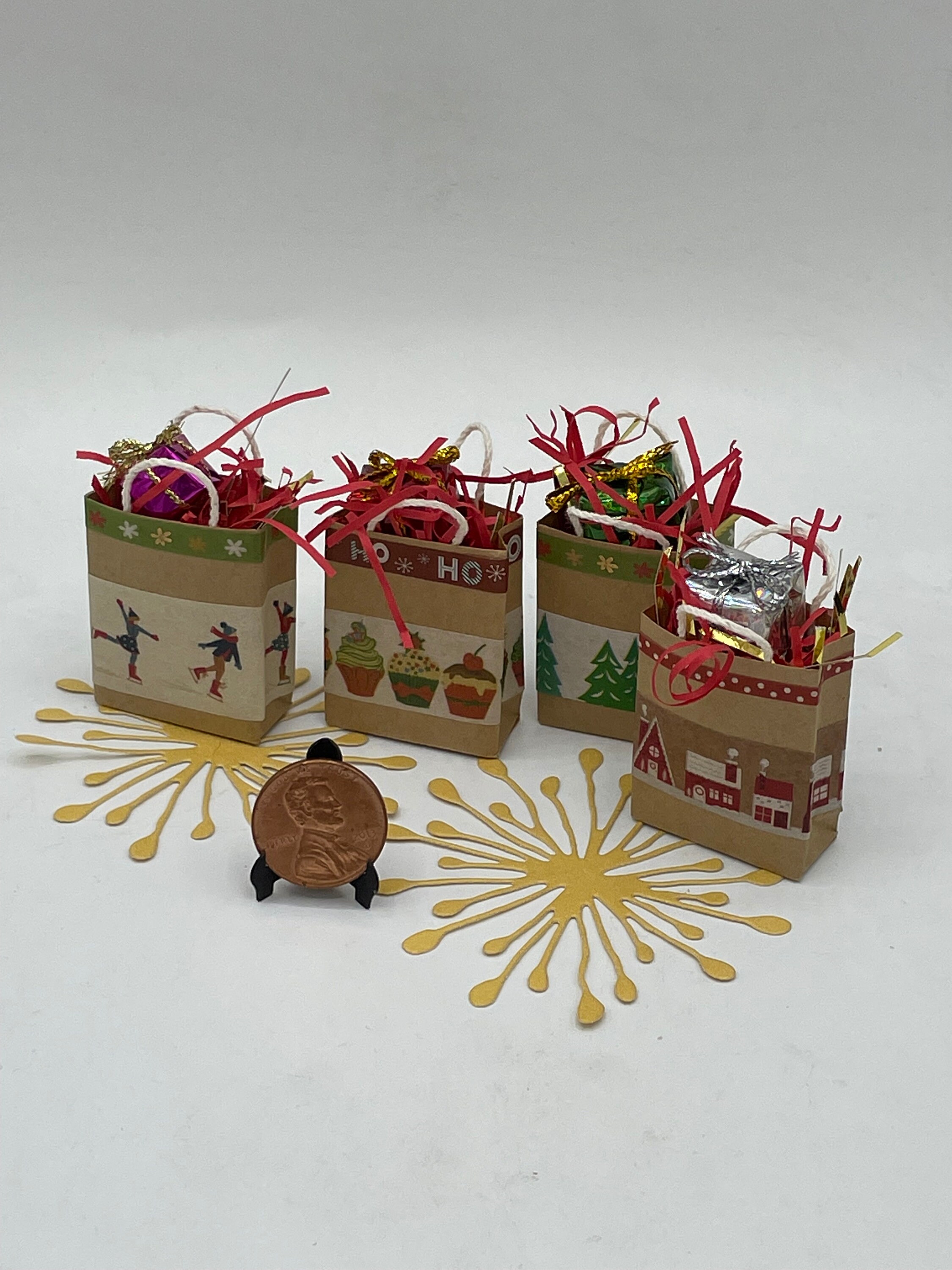 Miniature Christmas Gift Bagsminiature Kraft Decorated Gift - Etsy