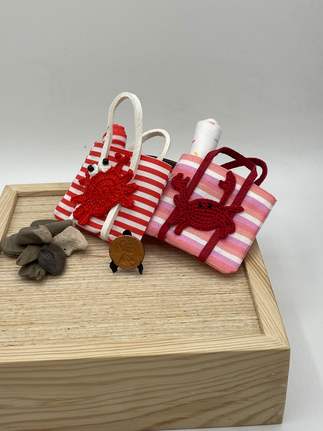 Miniature Crabby Beach Bags~mini Beach Bag With Beach Towel - Etsy
