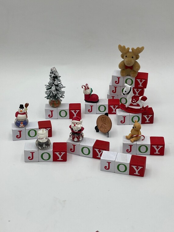 Miniature Joy Block Clubmini Painted Wooden Blocks With - Etsy