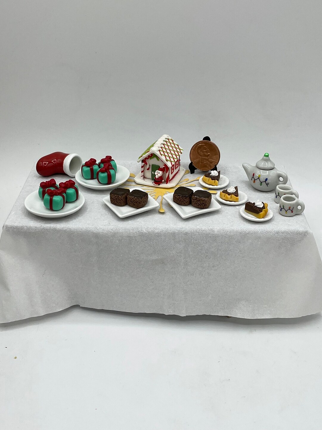 Miniature Holiday Party~mini Tea Set~mini Fudge Brownies~mini Petit ...