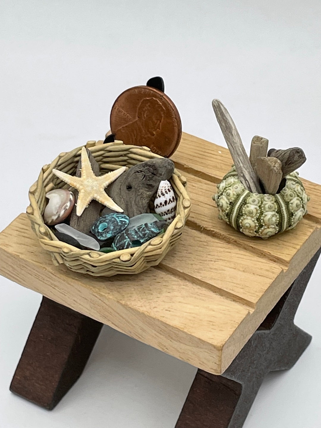Miniature Beach Decor~mini Driftwood Bouquet in Sea Urchin~mini Tray of ...