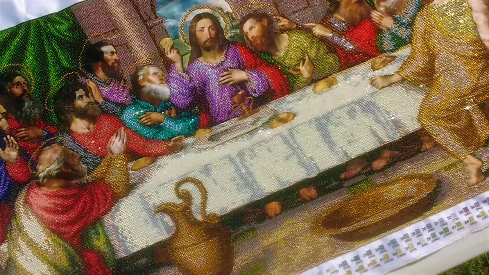The Last Supper Beaded Wall Art Masterpiece Home Décor Large Ornate Oak ...