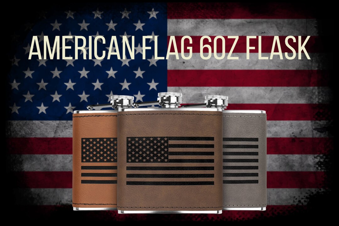 American Flag 6oz Flask Fourth of July Drinking Patriotic Drinkware ...