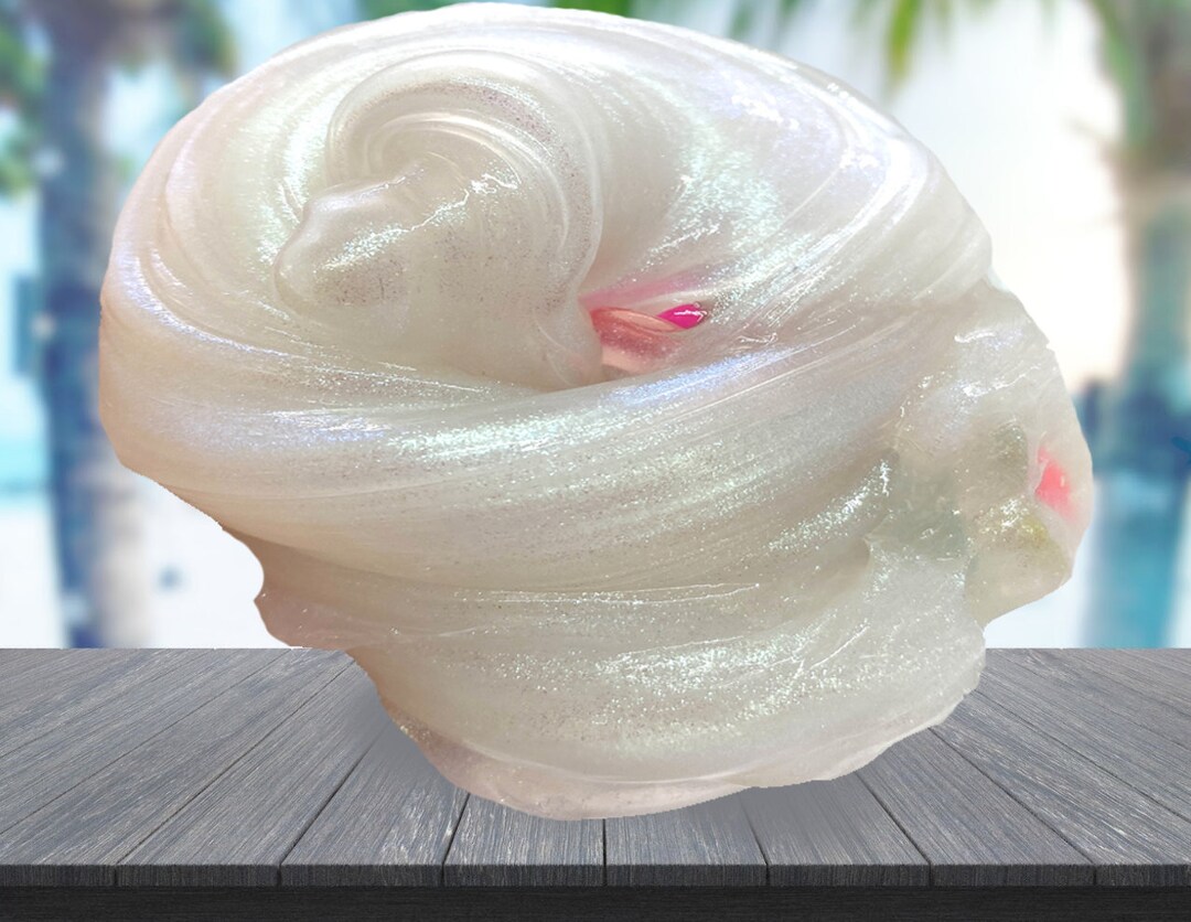8 Oz Iridescent Pearl Slime, Thick Clear Slime, Coconut Milk Bath Slime ...