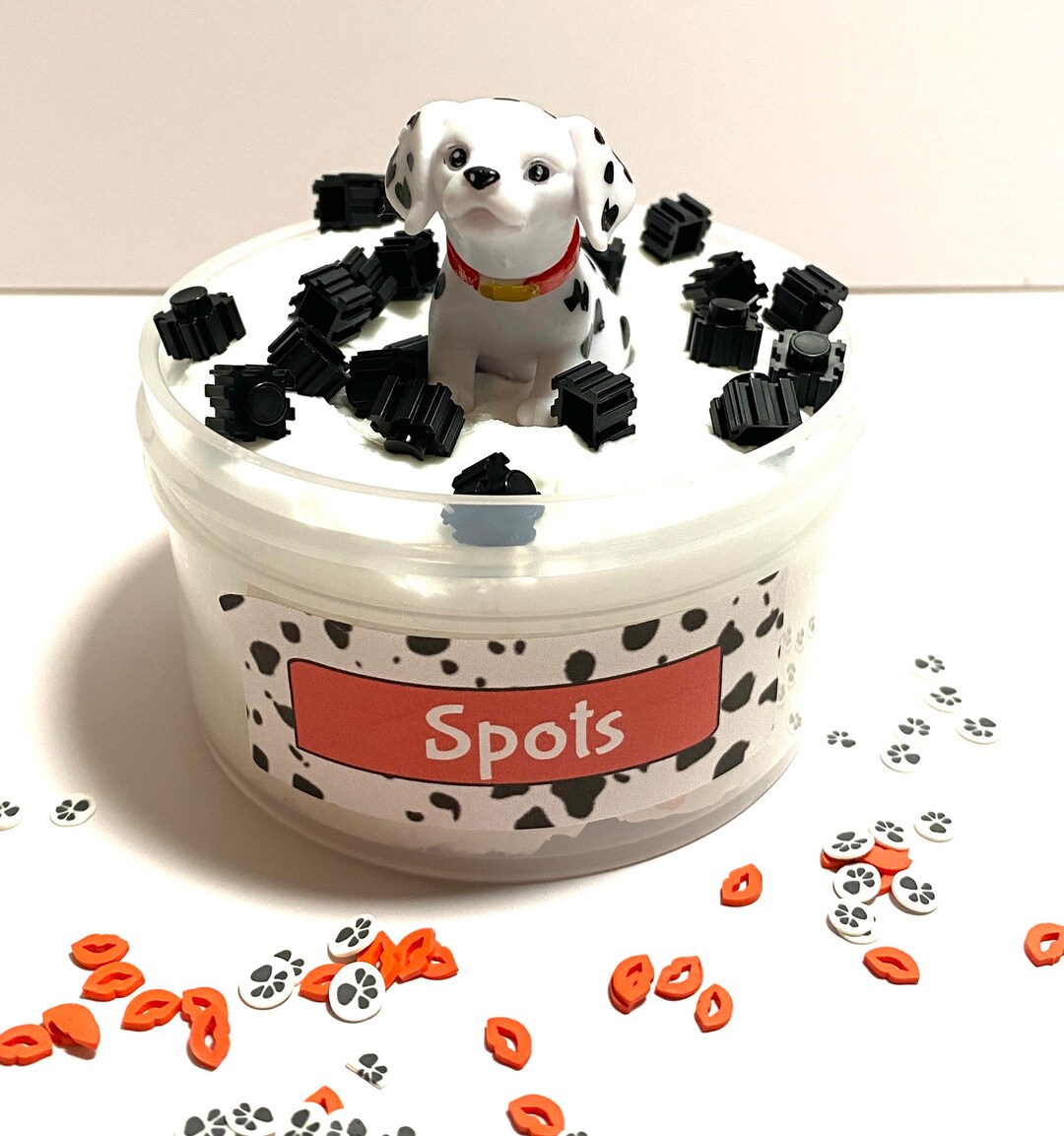 Block Bead, Snow Fizz Slime, Spots Dalmatian Dog Slime, Slime Shops - Etsy
