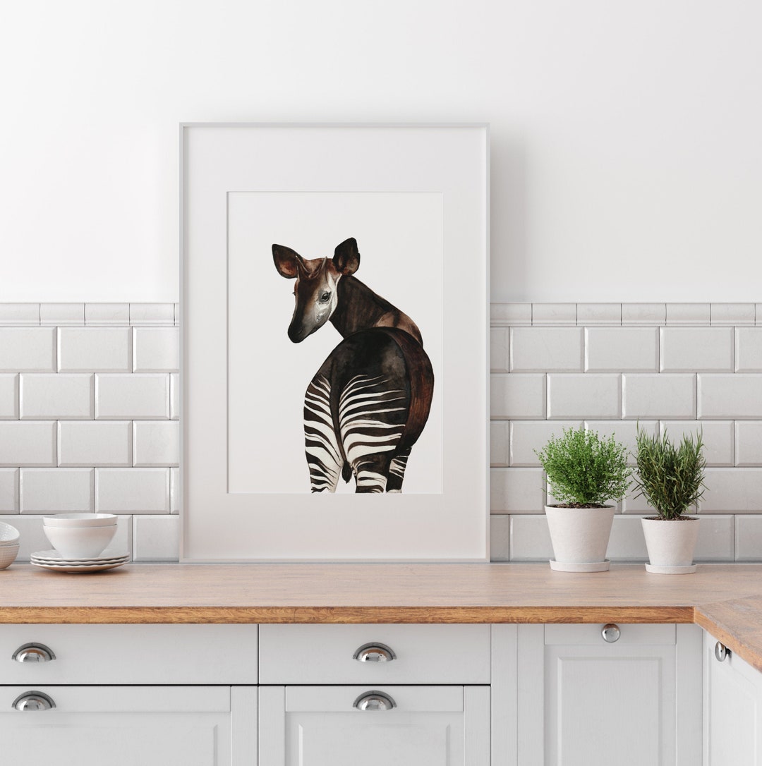 Okapi Watercolor Art Print: African Animal Illustration - Etsy