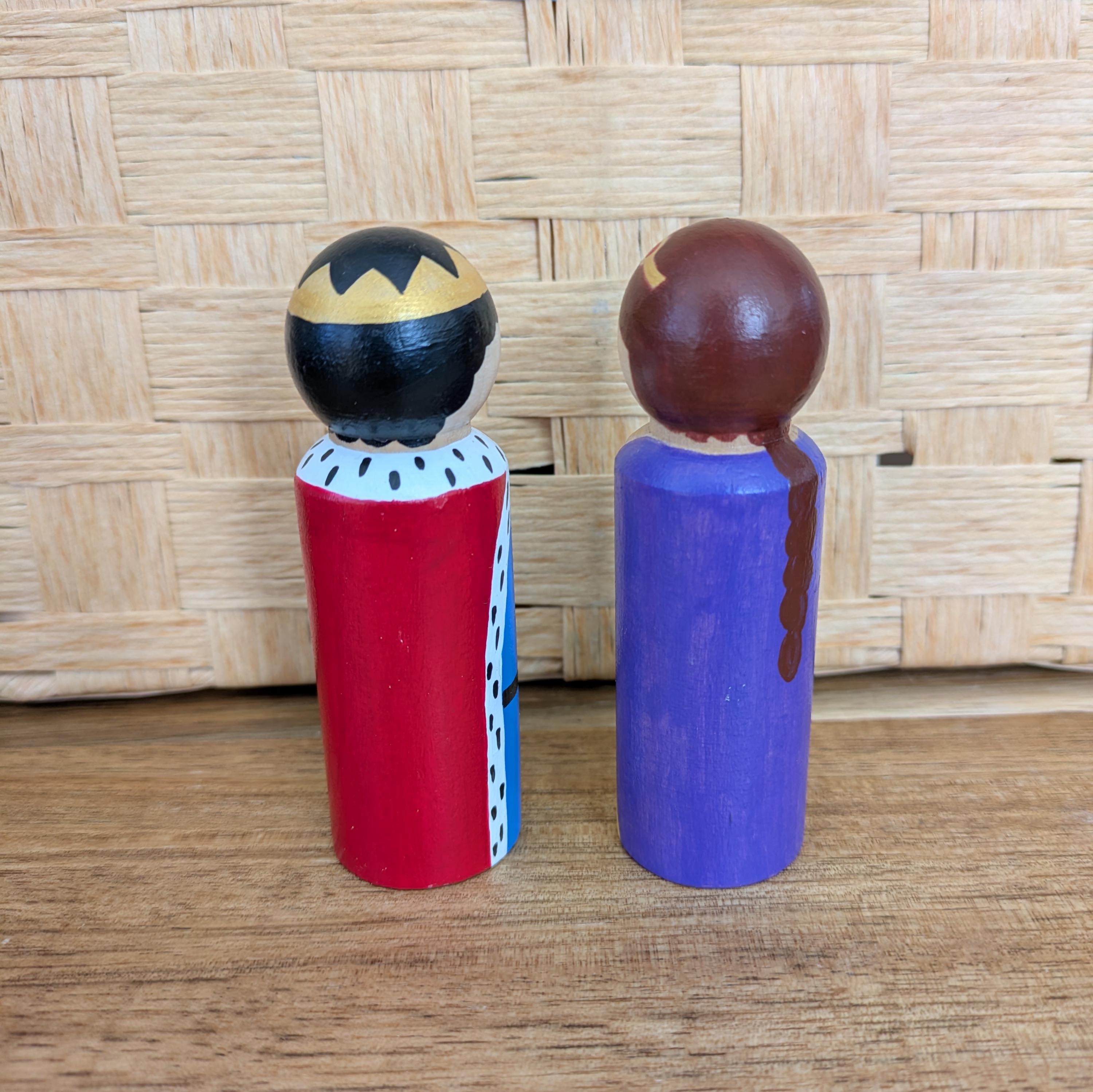 Royal Court Peg Doll Set | King Queen Knight Jester Wooden Waldorf ...