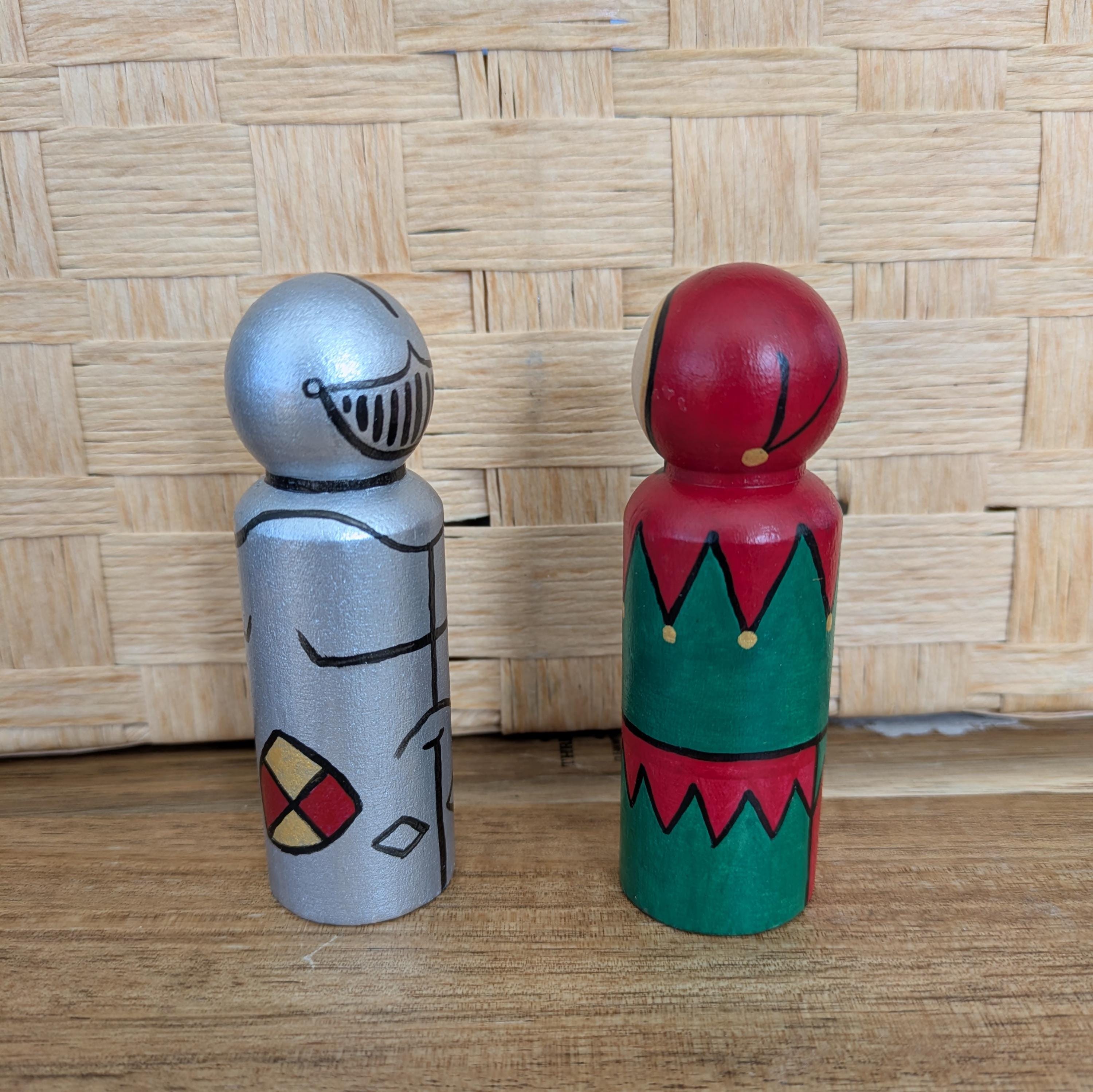 Royal Court Peg Doll Set | King Queen Knight Jester Wooden Waldorf ...