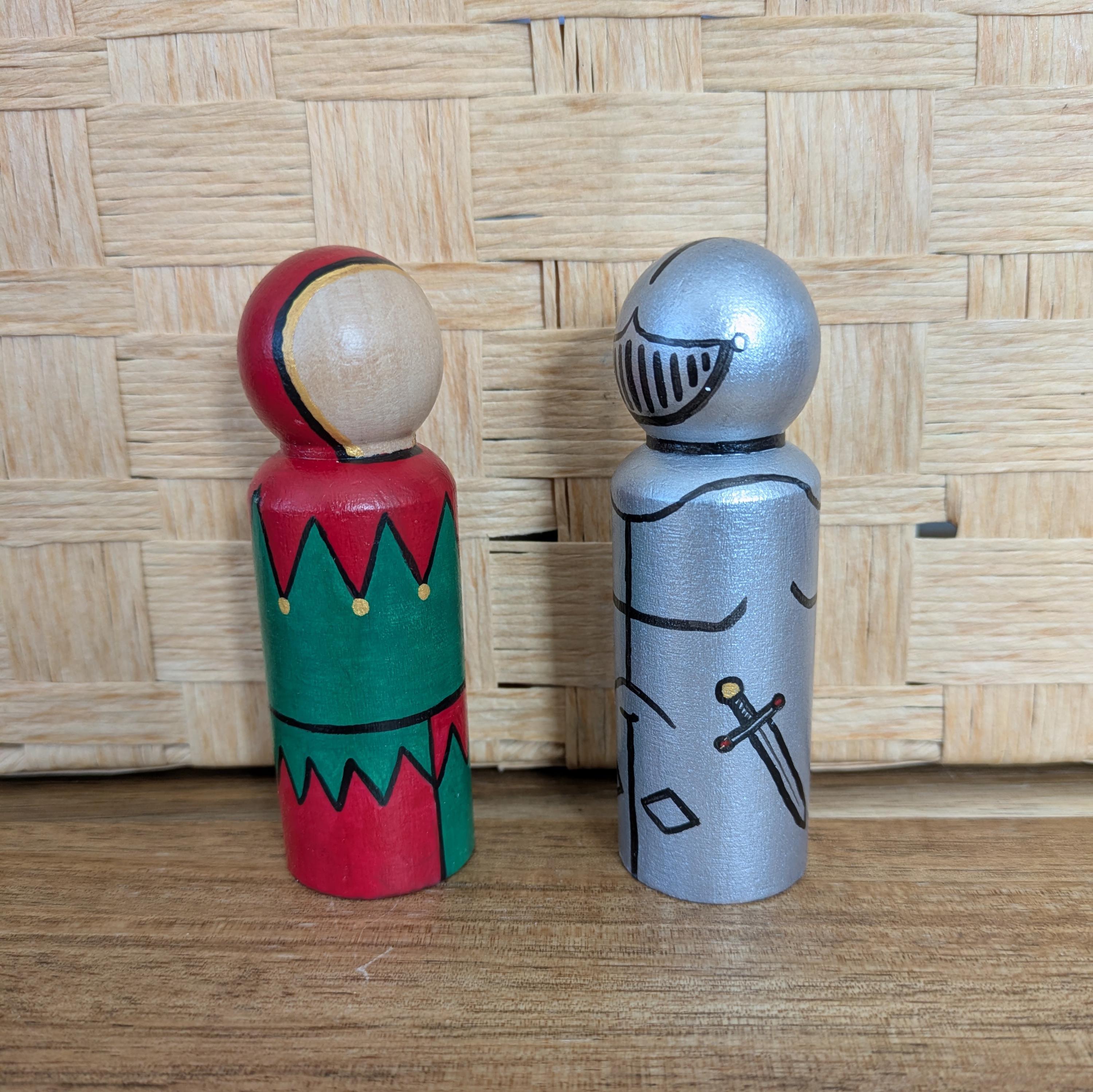 Royal Court Peg Doll Set | King Queen Knight Jester Wooden Waldorf ...