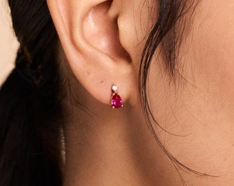 Gold Ruby Earrings - Etsy