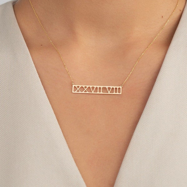 14k Solid Gold Roman Numeral - Etsy