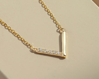 Gold V Shape Necklace - Etsy