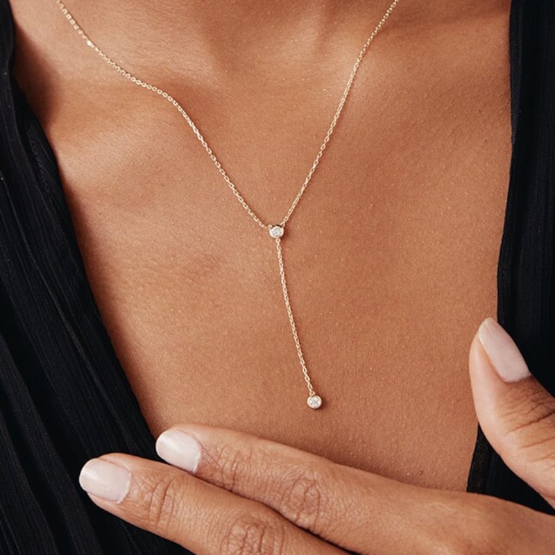 Diamond Lariat Necklace - Etsy