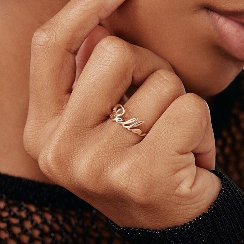 Cursive Name Ring - Etsy