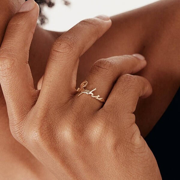 Cursive Name Ring - Etsy