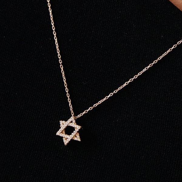 Real Diamond Star of David Necklace - Etsy