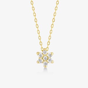 14K Gold Diamond Flower Necklace for Women Diamond Flower Charm Wedding ...