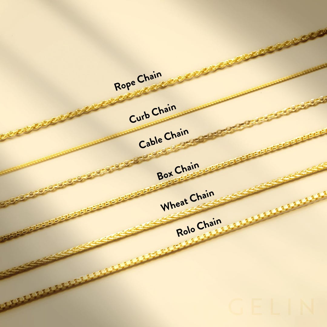14K Real Gold Chain Necklace for Women, Rope Chain, Cable Chain, Rolo ...